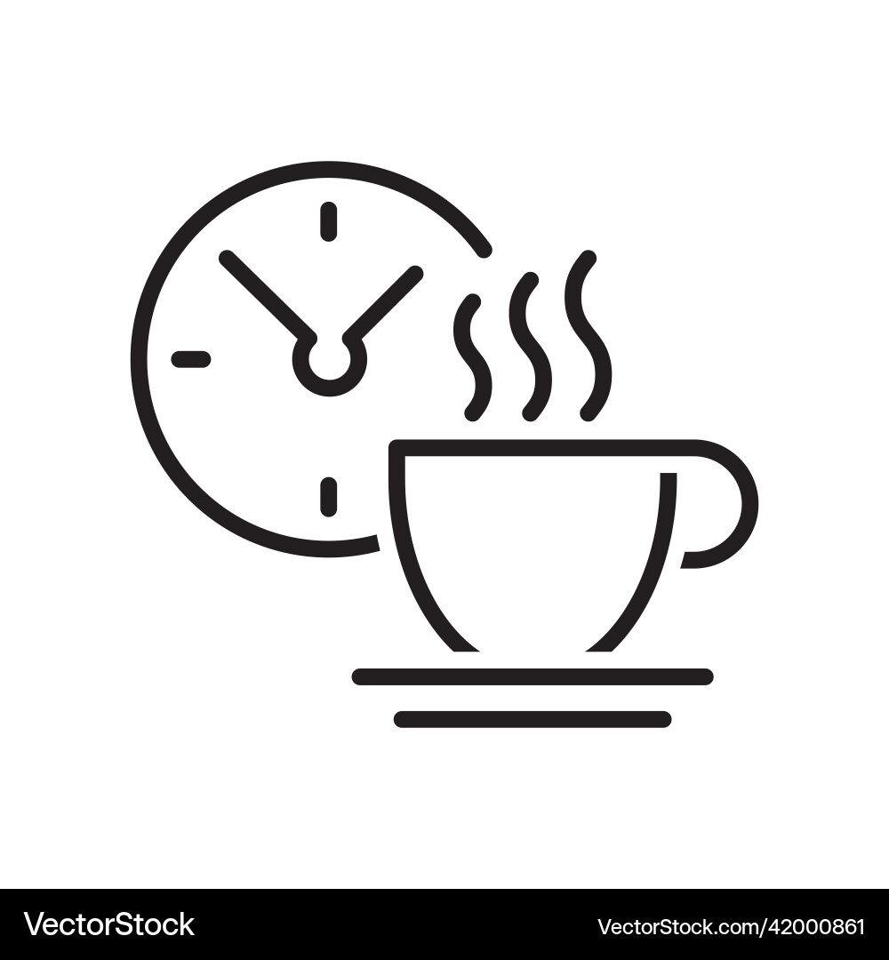 Coffee break time off line art icon for apps Vector Image
