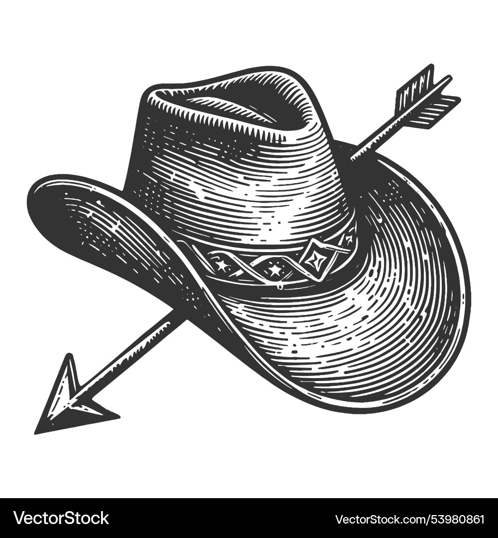 Cowboy hat with arrow Royalty Free Vector Image