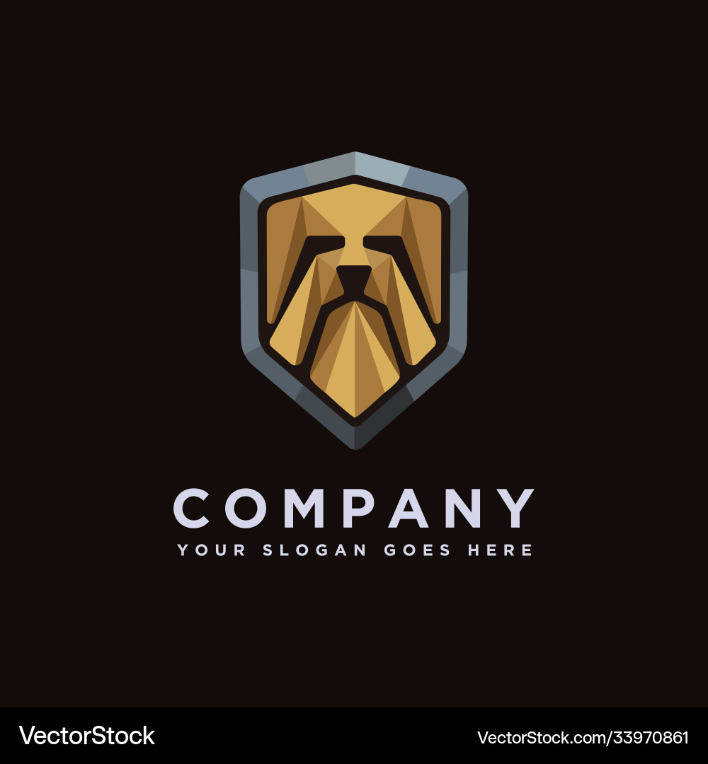 Creative shield dog logo icon template Royalty Free Vector