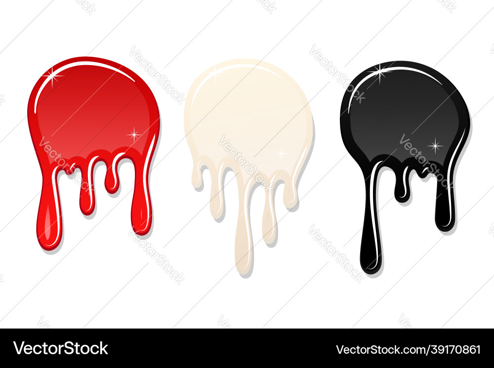 Drip paint spot 3d set isolated white background Vector Image