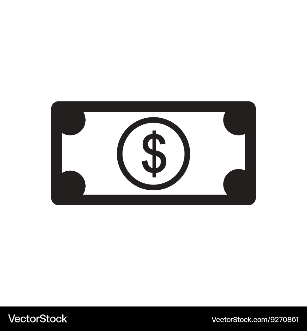 Flat icon in black and white dollar Royalty Free Vector