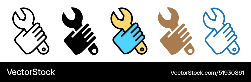 Hand holding spanner icon for mechanical and Vector Image
