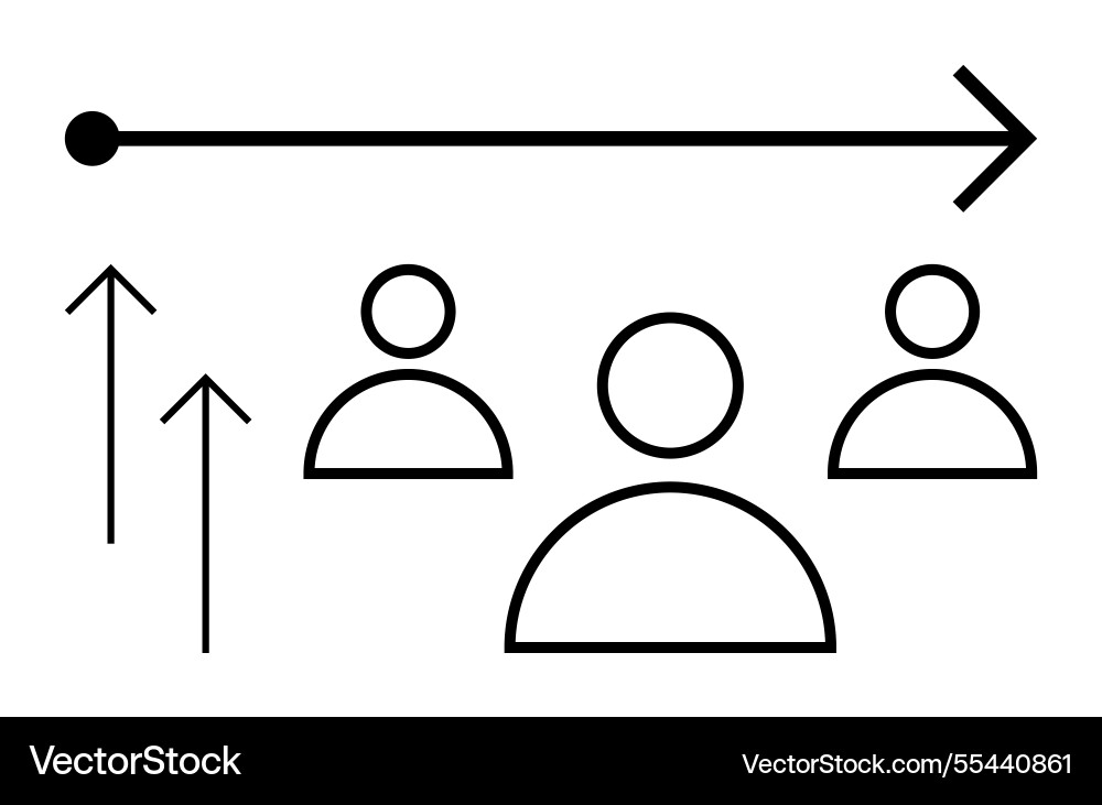 Linear progress with upward arrows and simplified Vector Image