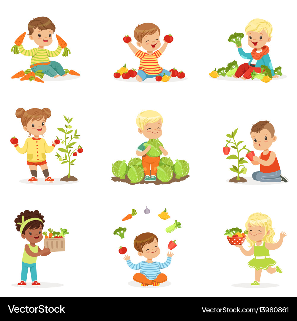 Little children having fun and playing Royalty Free Vector