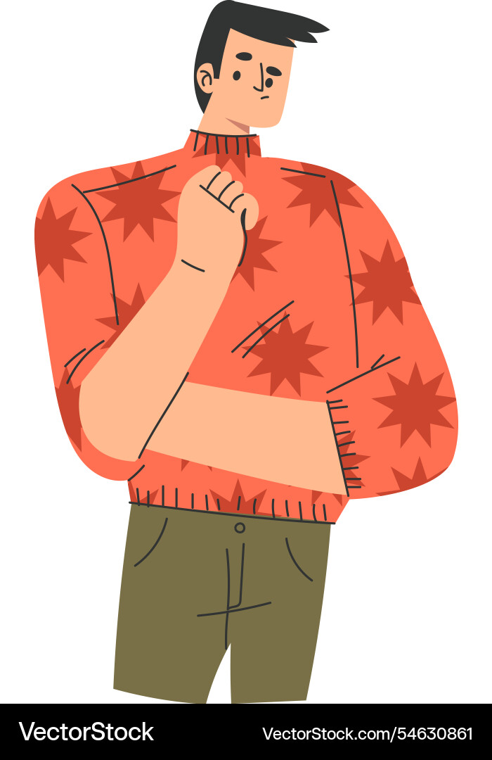 Serious man character with gesture and face Vector Image