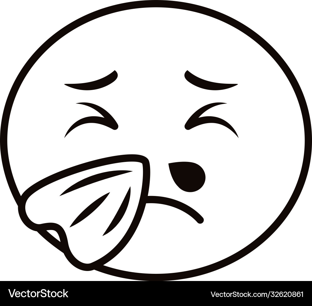 Sick cold emoji face classic line style icon Vector Image