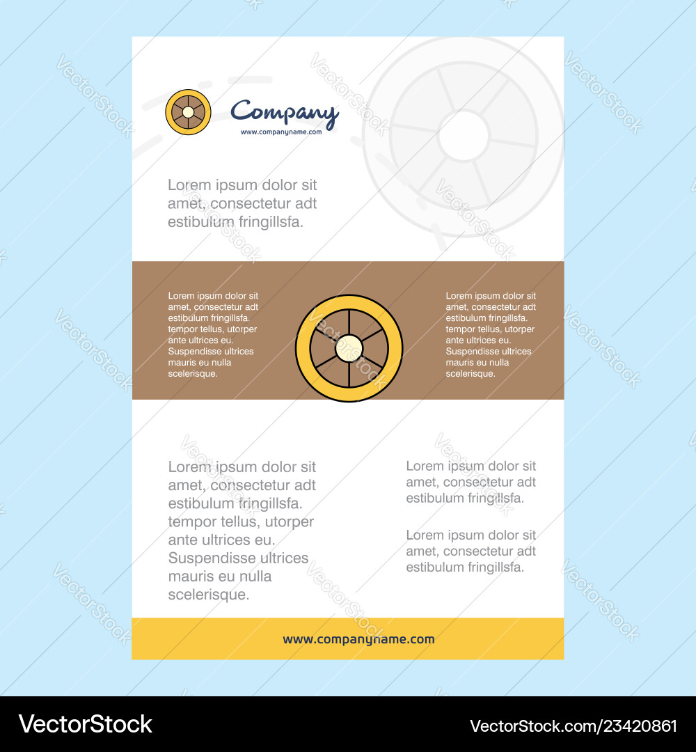 Template layout for wheel company profile annual Vector Image