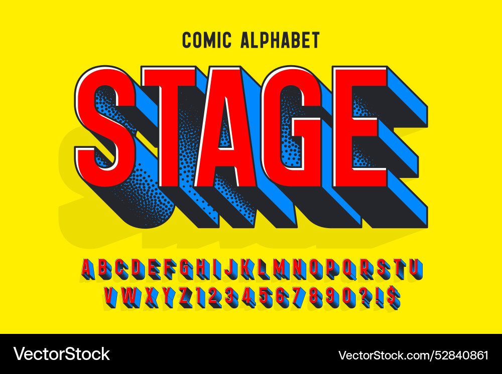 Trendy bubble comical alphabet design colorful Vector Image