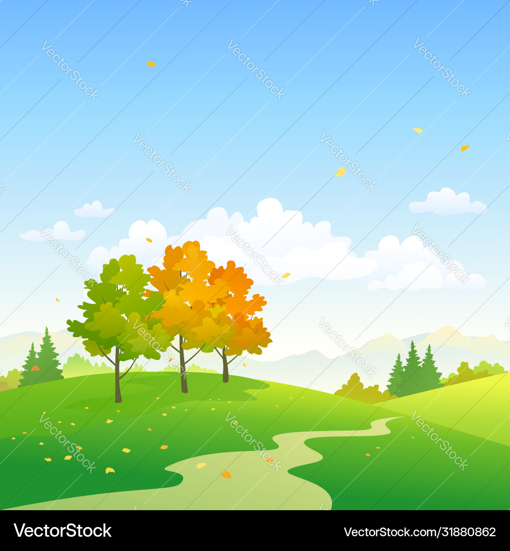 Autumn day scenery Royalty Free Vector Image - VectorStock