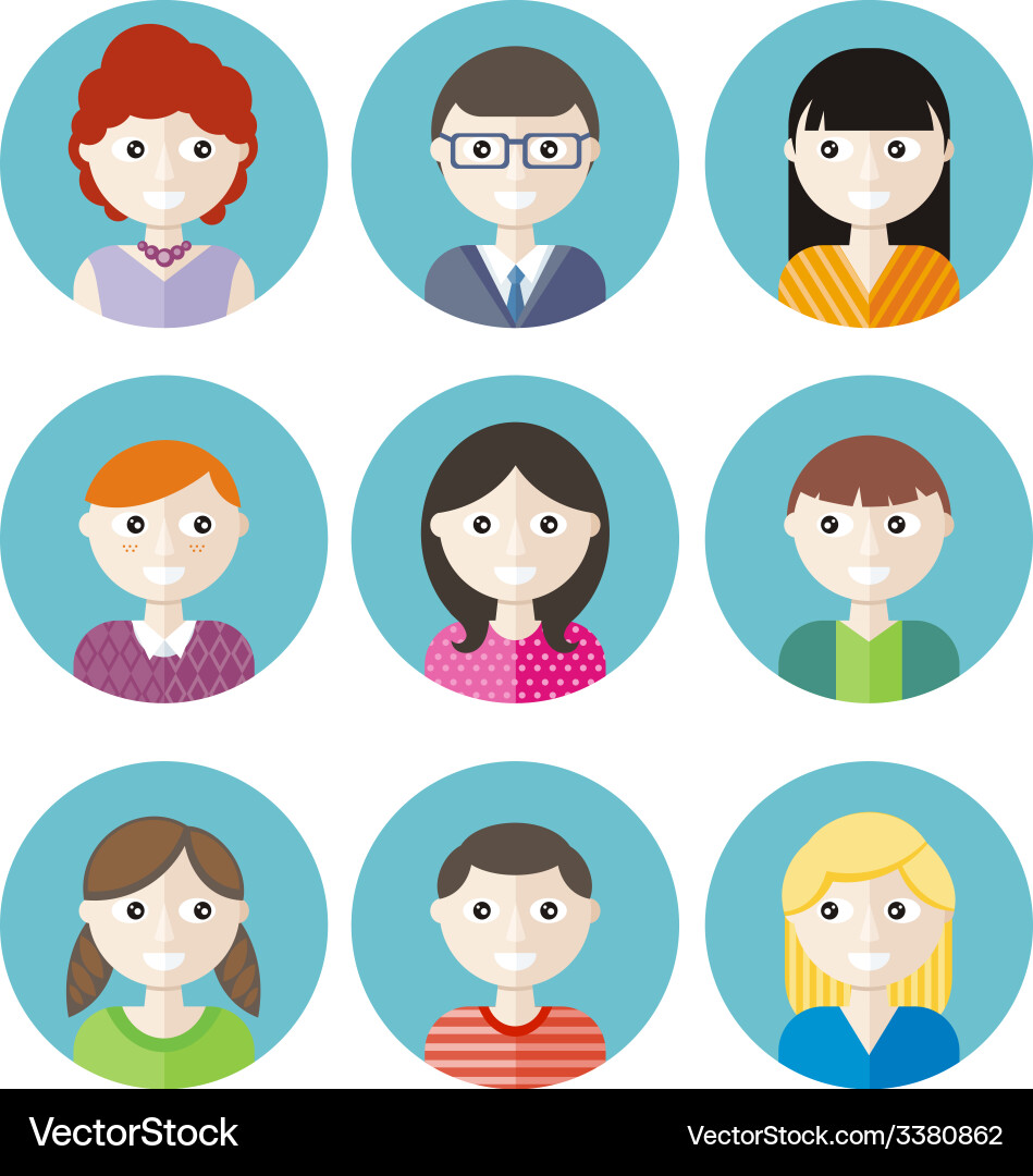 Color avatars teenagers Royalty Free Vector Image