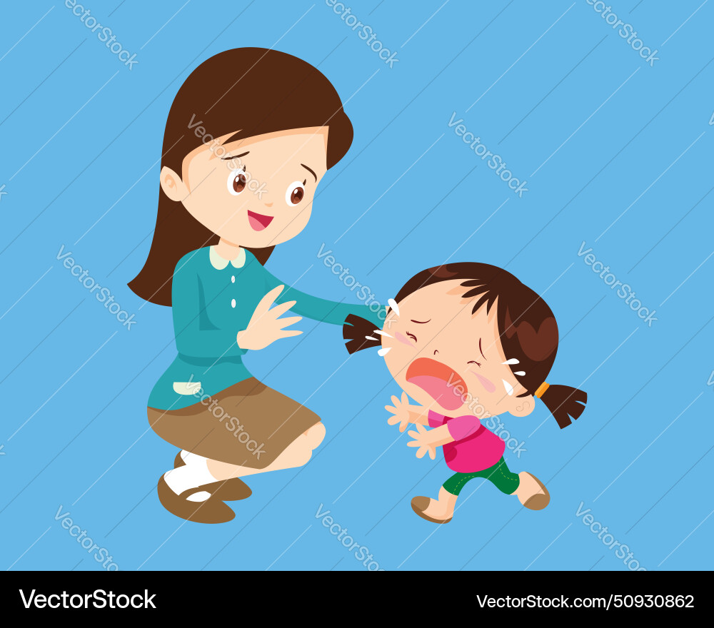 Comforting sad children with parent Royalty Free Vector