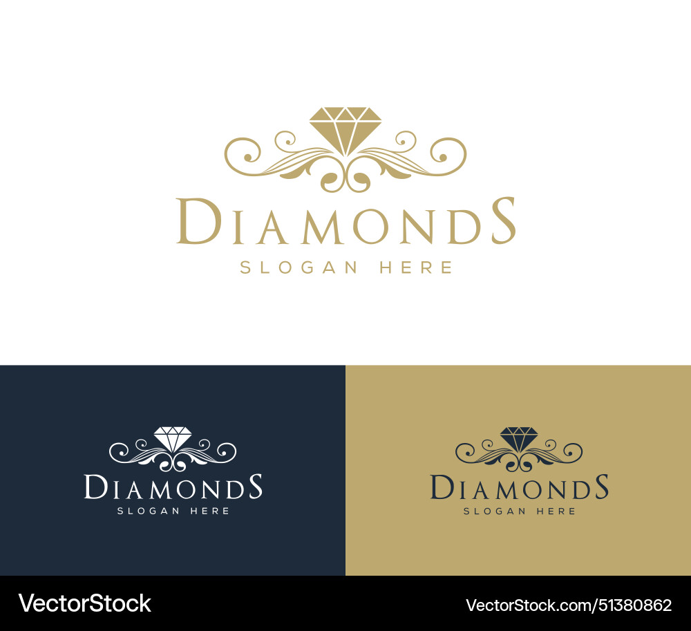Diamond logo design or and jewelry Royalty Free Vector Image