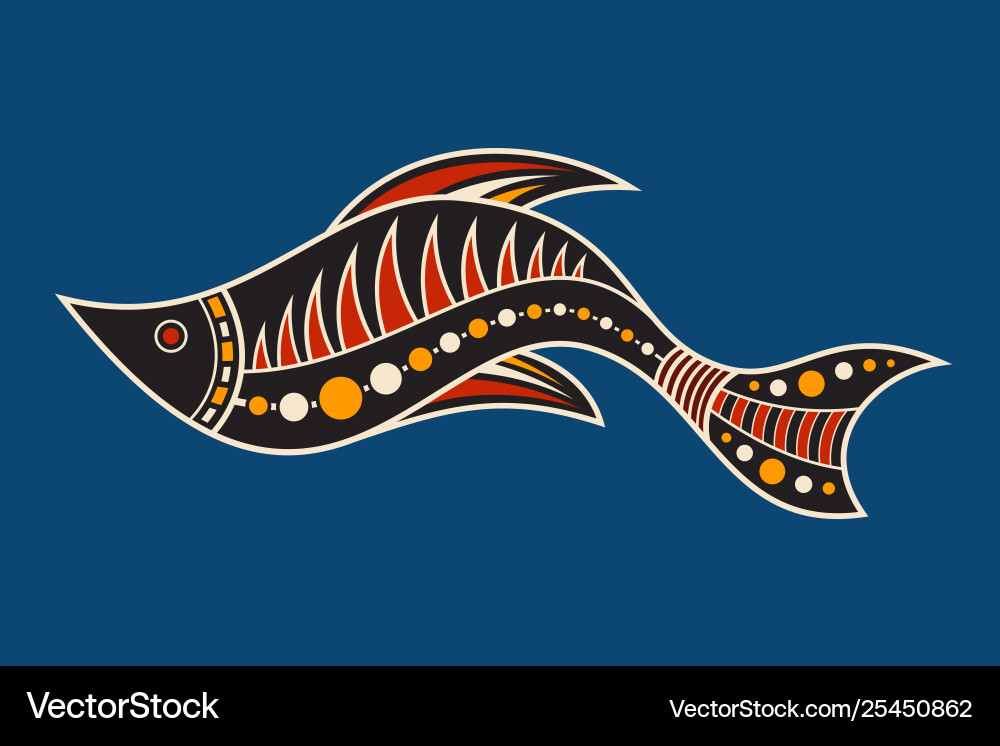 Fish aboriginal art style Royalty Free Vector Image