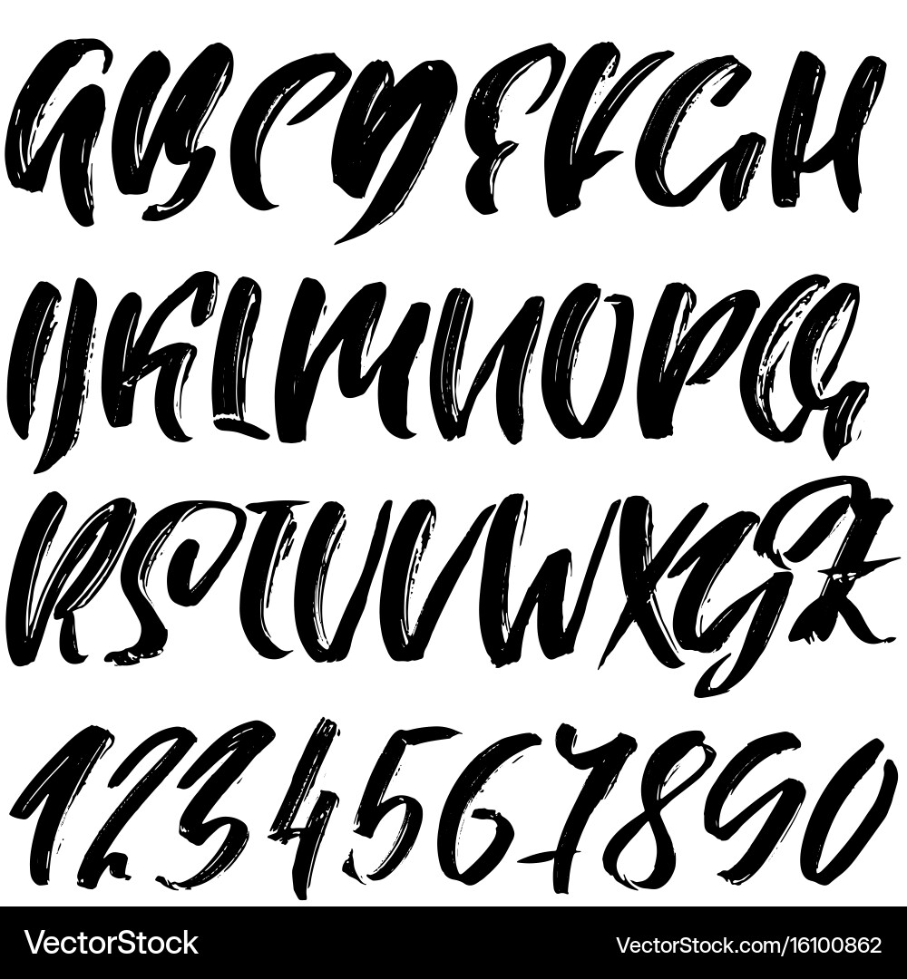 Hand drawn dry brush font modern lettering Vector Image