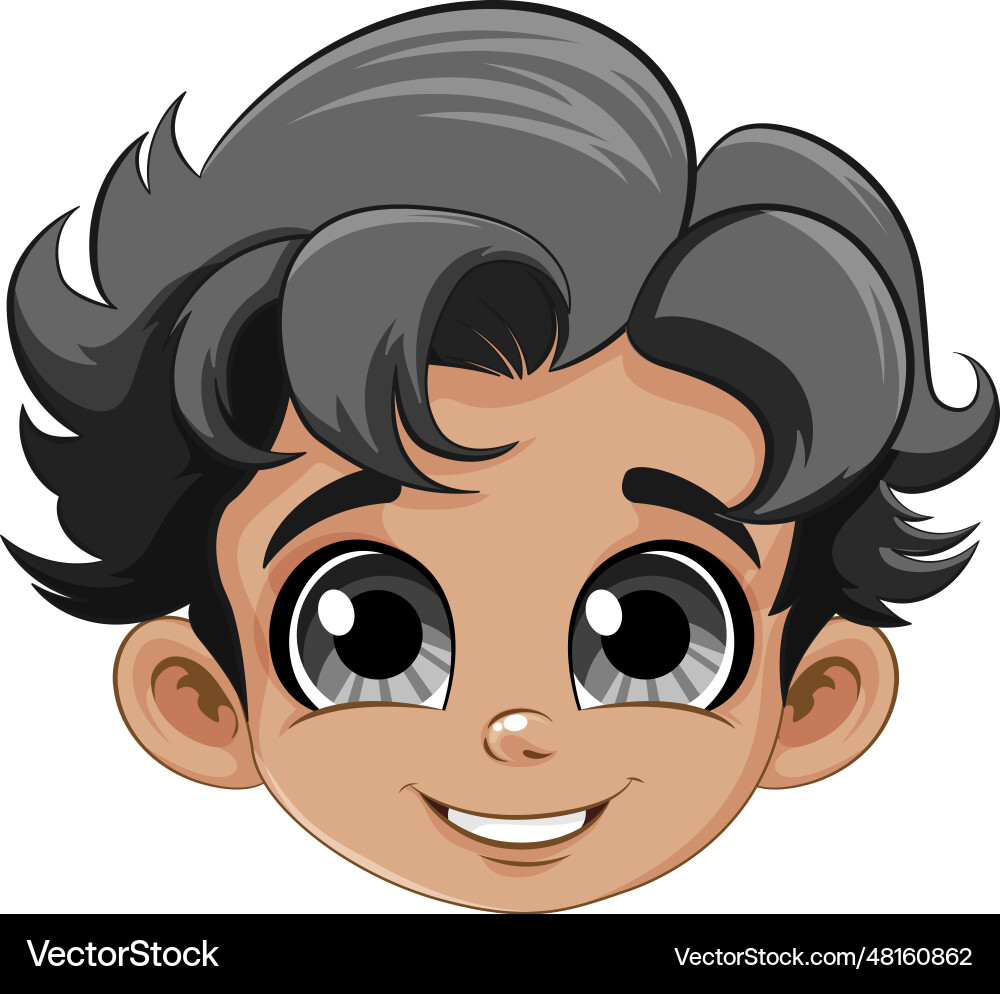 Happy boy head cartoon Royalty Free Vector Image