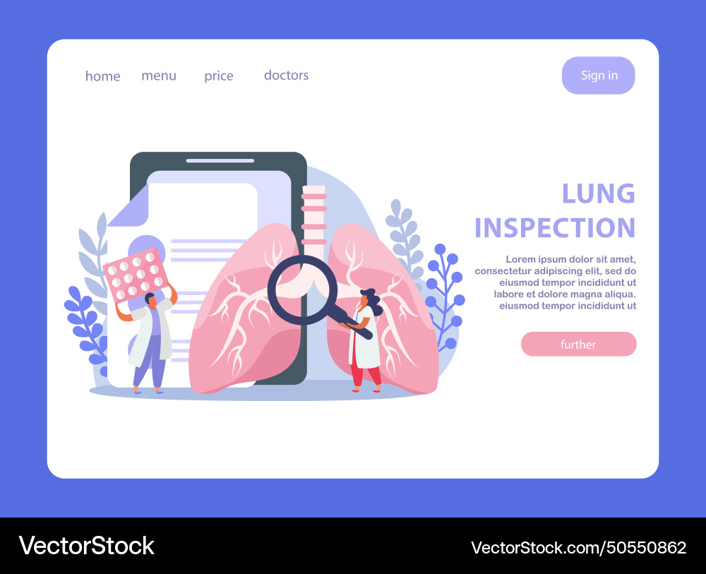 Lung inspection page design Royalty Free Vector Image