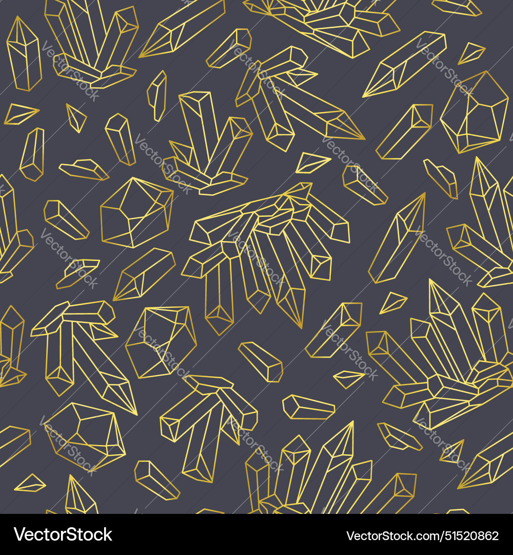 Magic linear golden crystal seamless pattern Vector Image