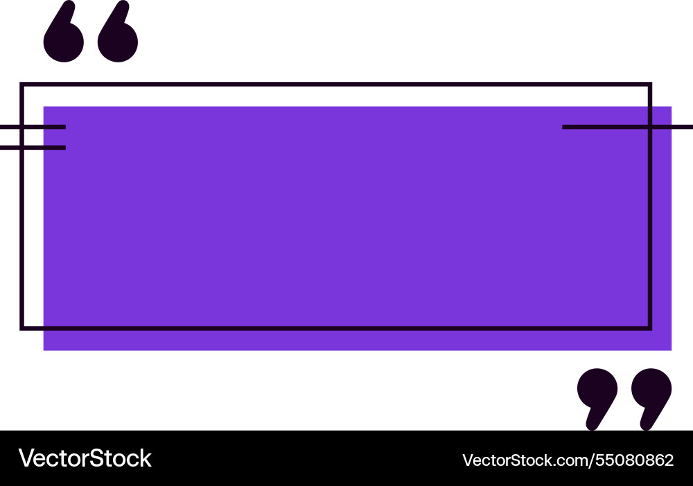 Purple quote box featuring quotation marks Vector Image
