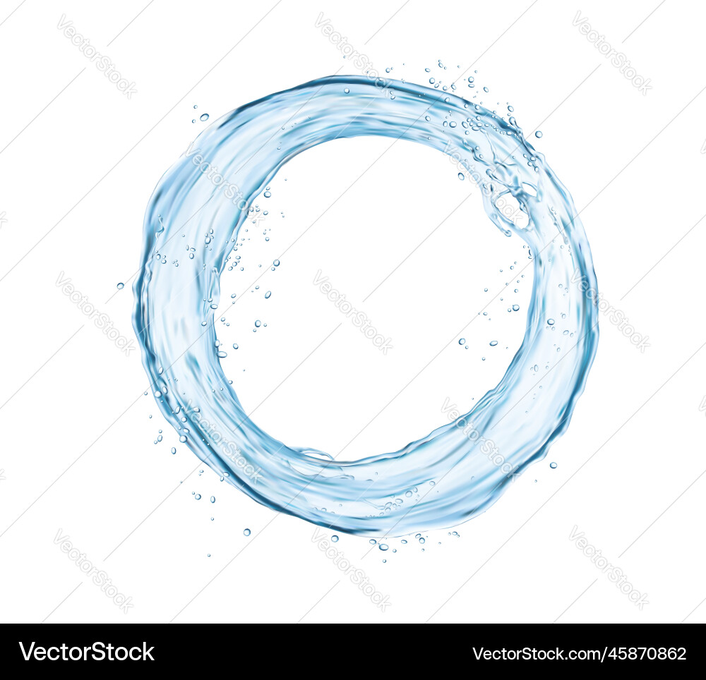 Round water splash isolated blue liquid frame Vector Image