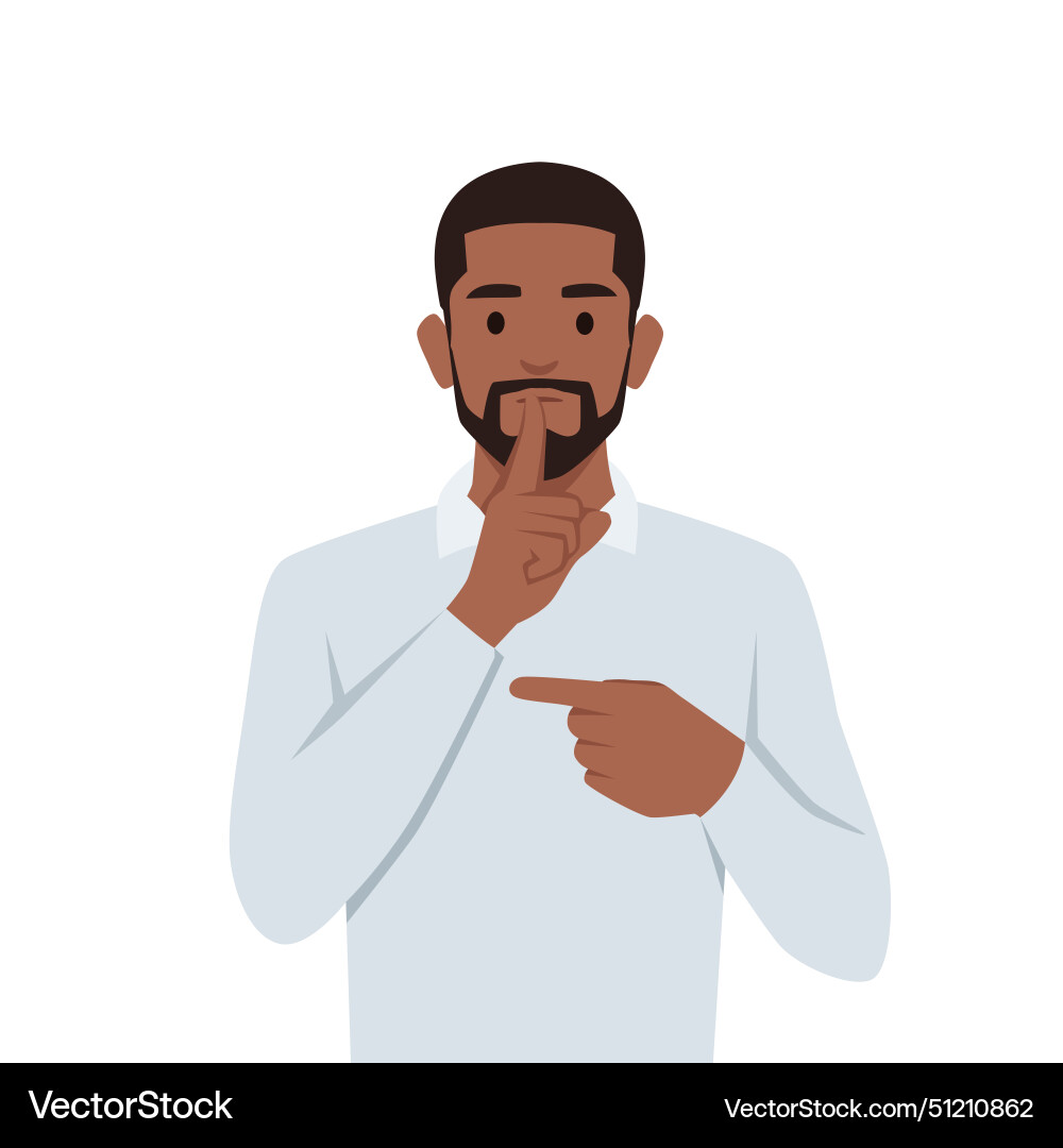 Young man shh gesture is quieter the concept Vector Image