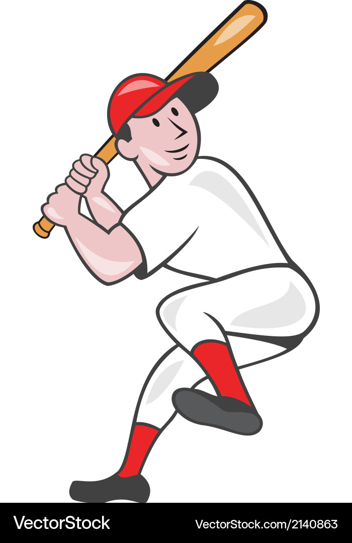 Baseball player batting leg up cartoon Royalty Free Vector
