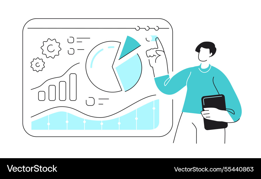 Businesswoman presenting data charts analysis Vector Image
