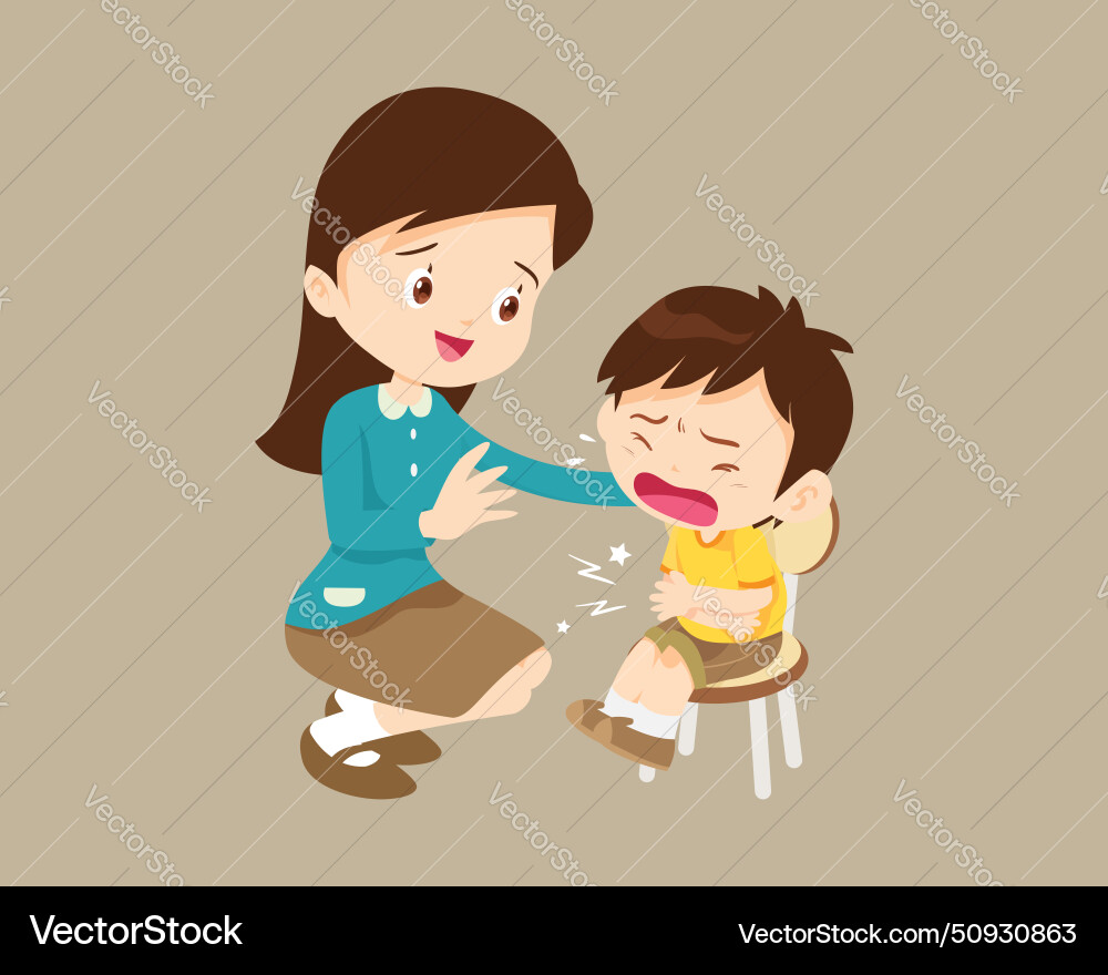 Comforting sad children with parent Royalty Free Vector