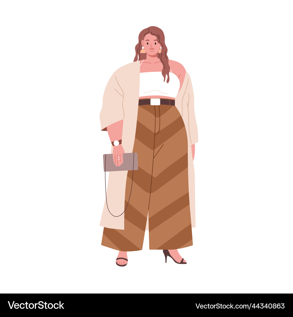 Curvy chubby woman wearing elegant clothes modern Vector Image