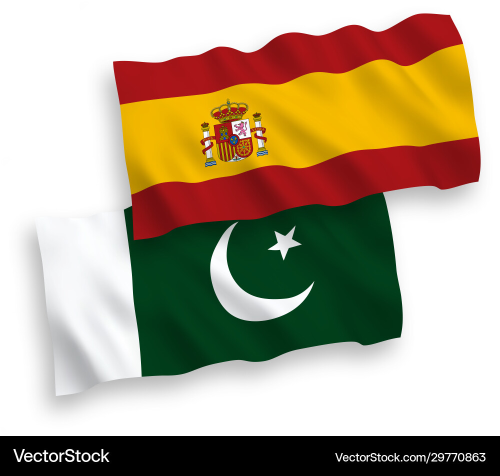 Flags pakistan and spain on a white background Vector Image