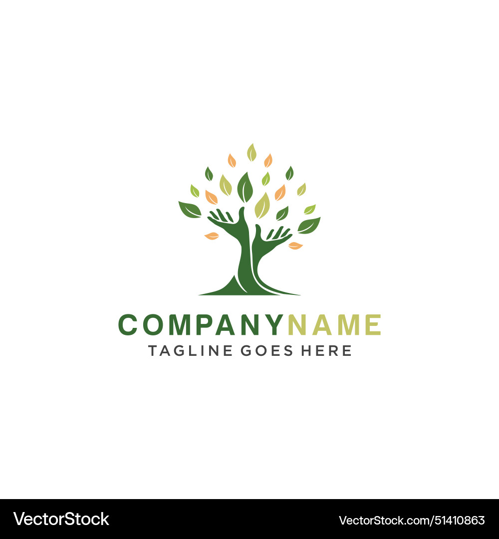 Hand and tree with green leaves Royalty Free Vector Image