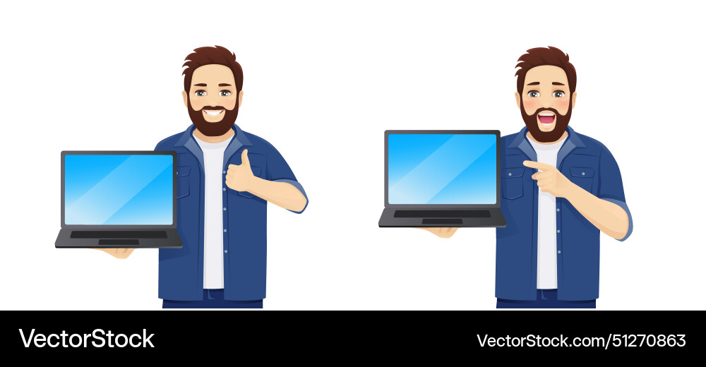 Handsome man using laptop Royalty Free Vector Image
