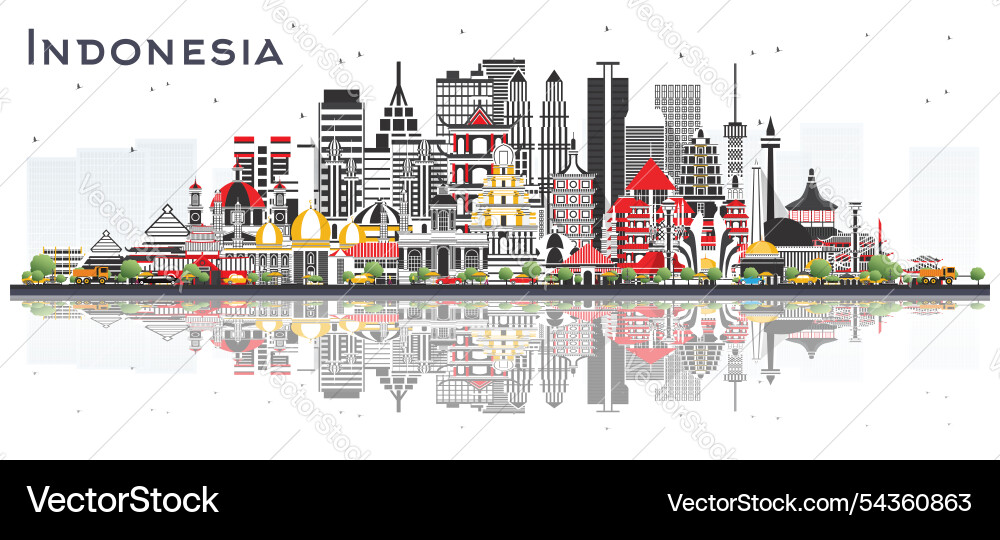 Indonesia cities skyline with gray buildings Vector Image