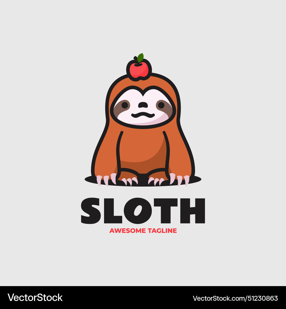 Logo sloth mascot cartoon style Royalty Free Vector Image