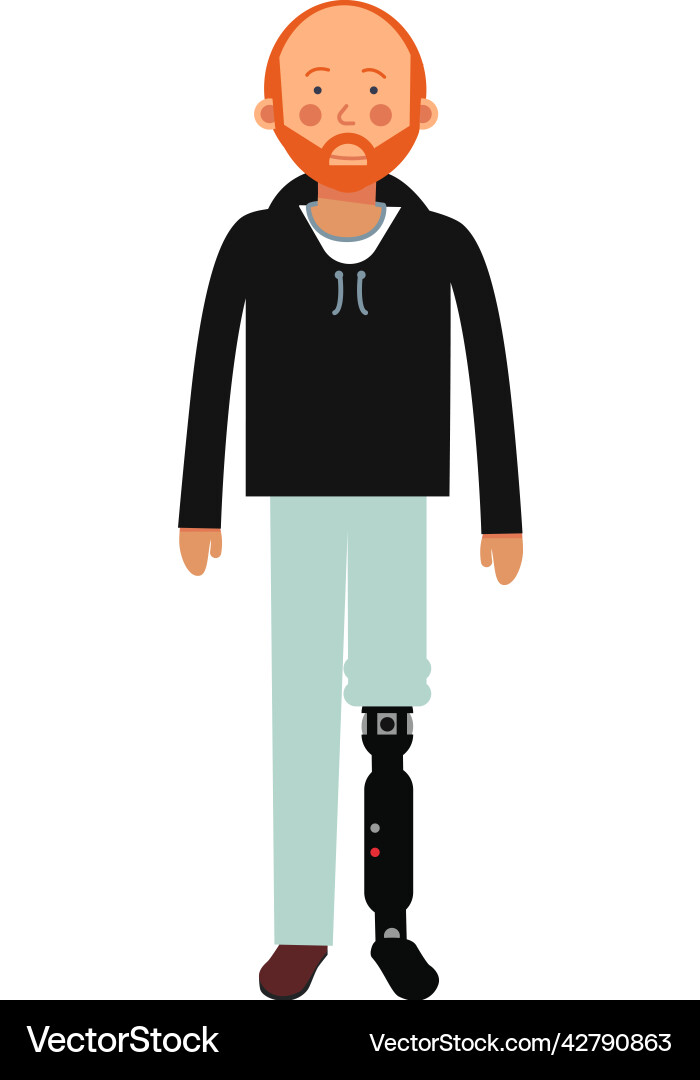 Man standing on prosthetic leg artificial limb Vector Image