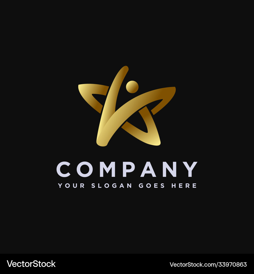 Modern minimalist v man and star logo icon Vector Image