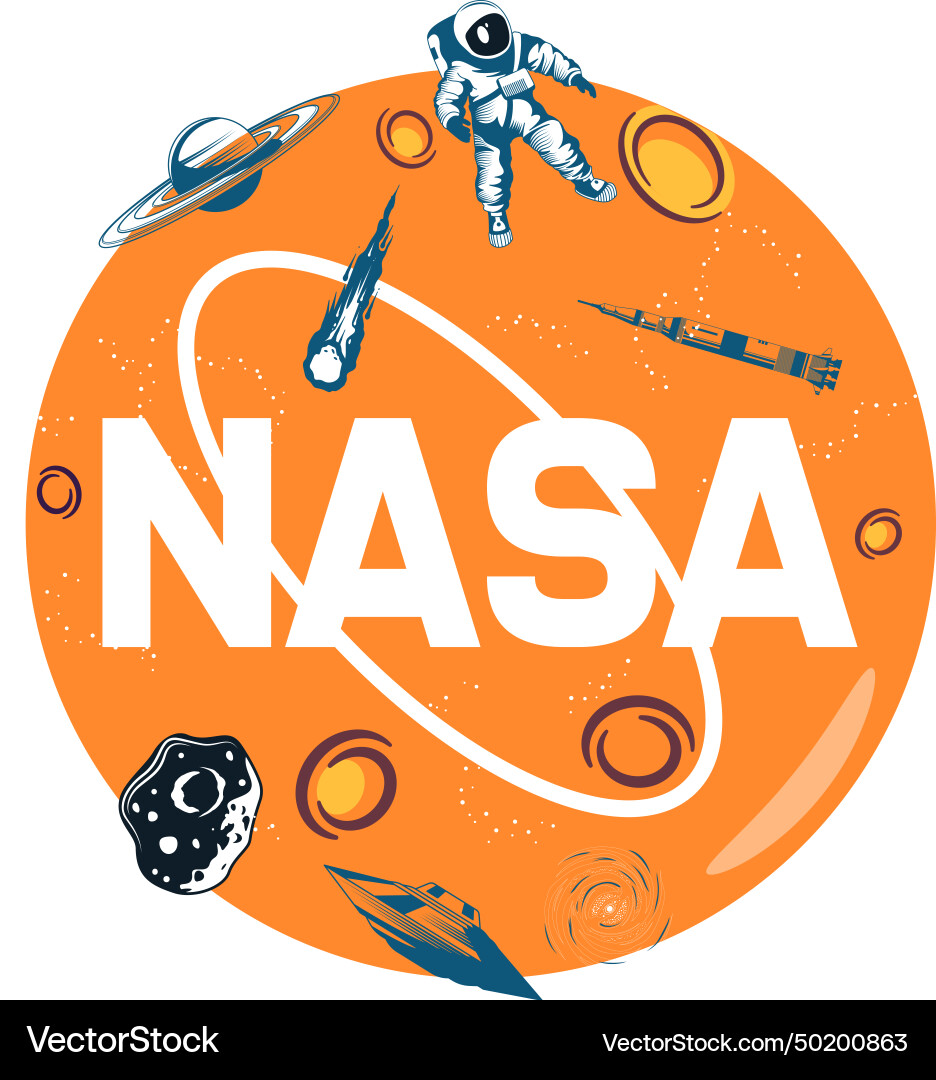 Nasa typography tshirt design with eps png Vector Image