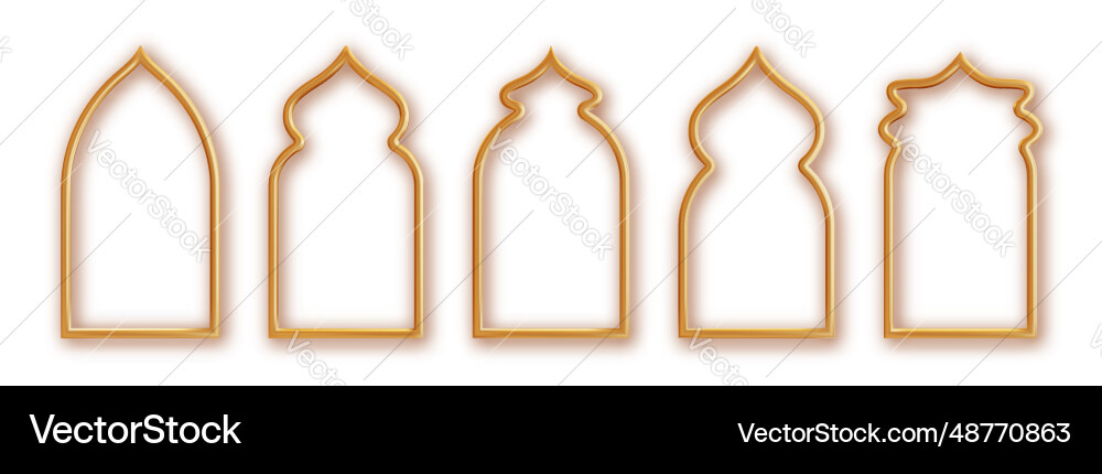 Realistic arabic golden 3d frames oriental Vector Image