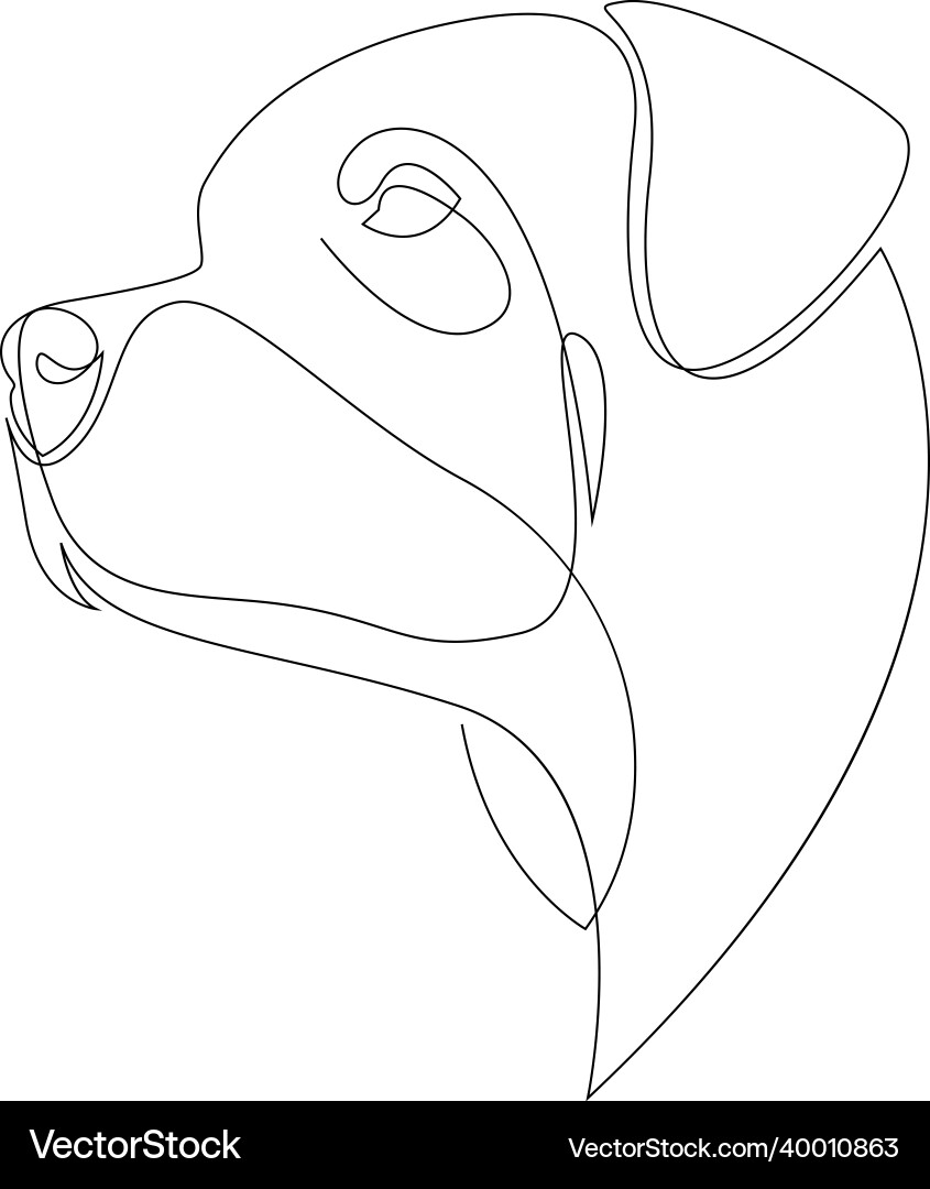 Rottweiler dog portrait continuous line Royalty Free Vector