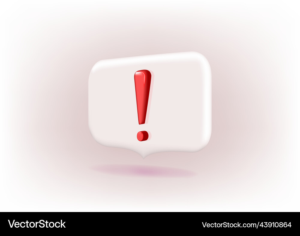 3d social media notification white exclamation Vector Image