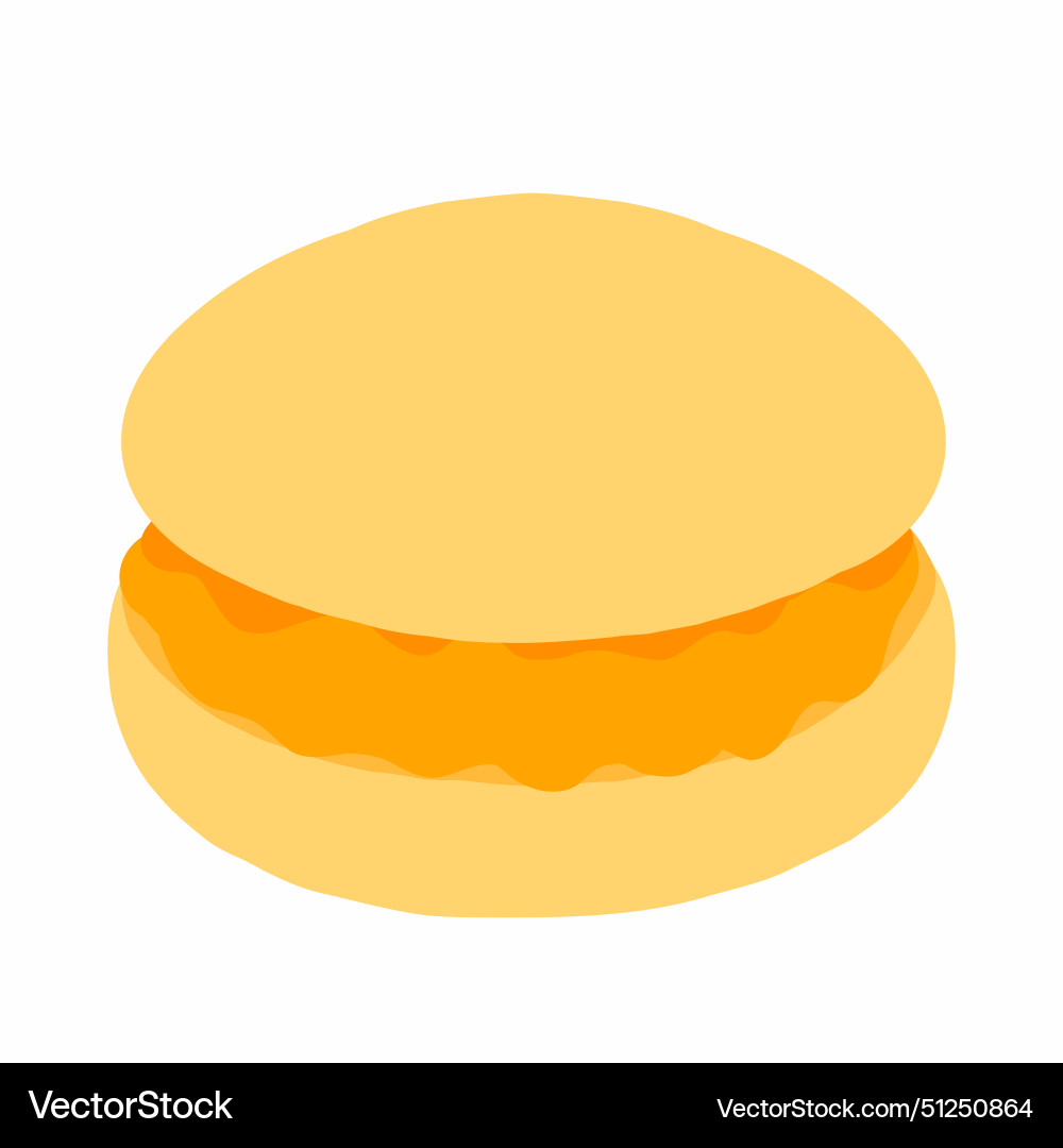 Burger with chicken cutlet icon in cartoon flat Vector Image