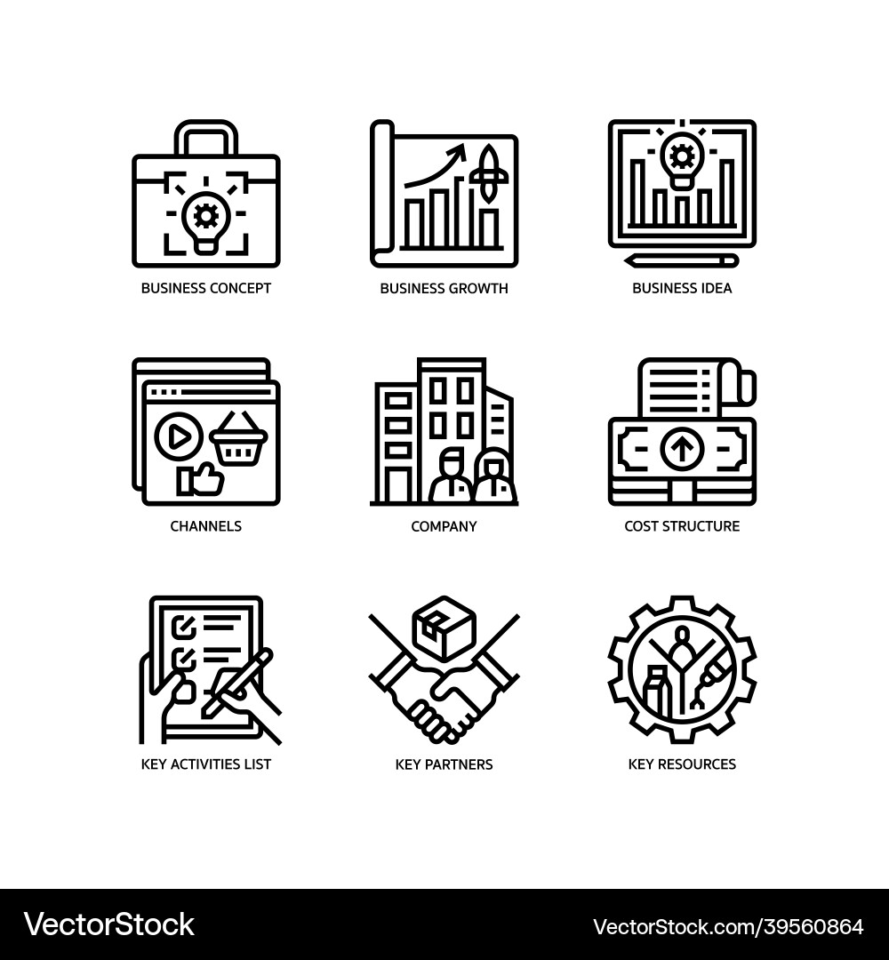 Business Modell Leinwand-Symbole Set Lizenzfreier Vektor