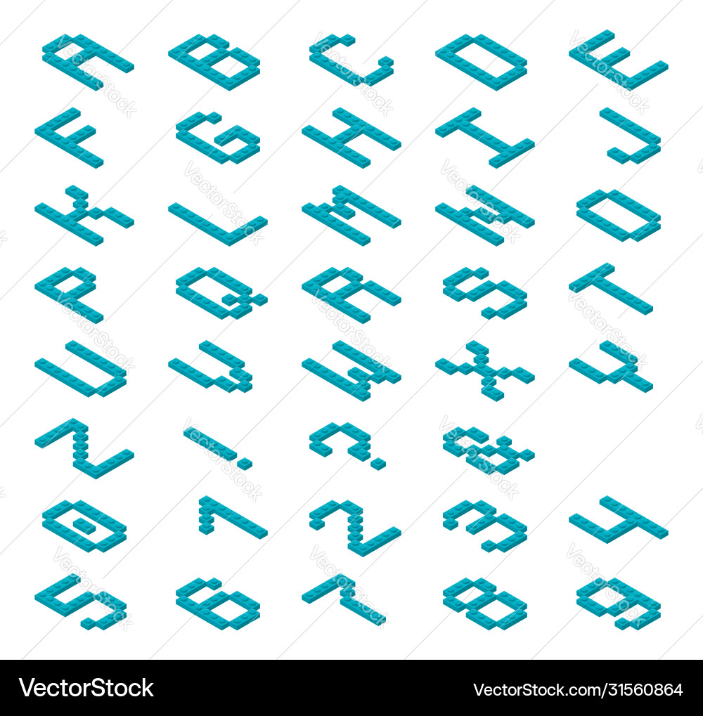 Decorative monospaced font from plastic Royalty Free Vector