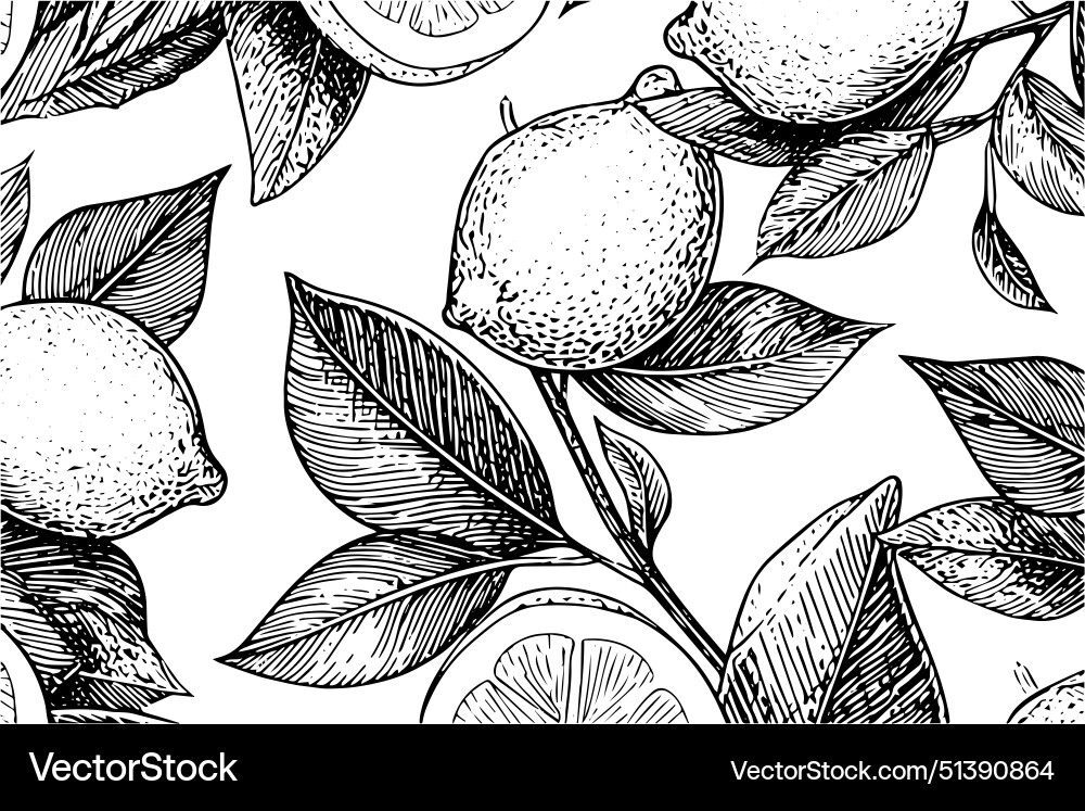Hand drawn ink sketch of lemon Royalty Free Vector Image