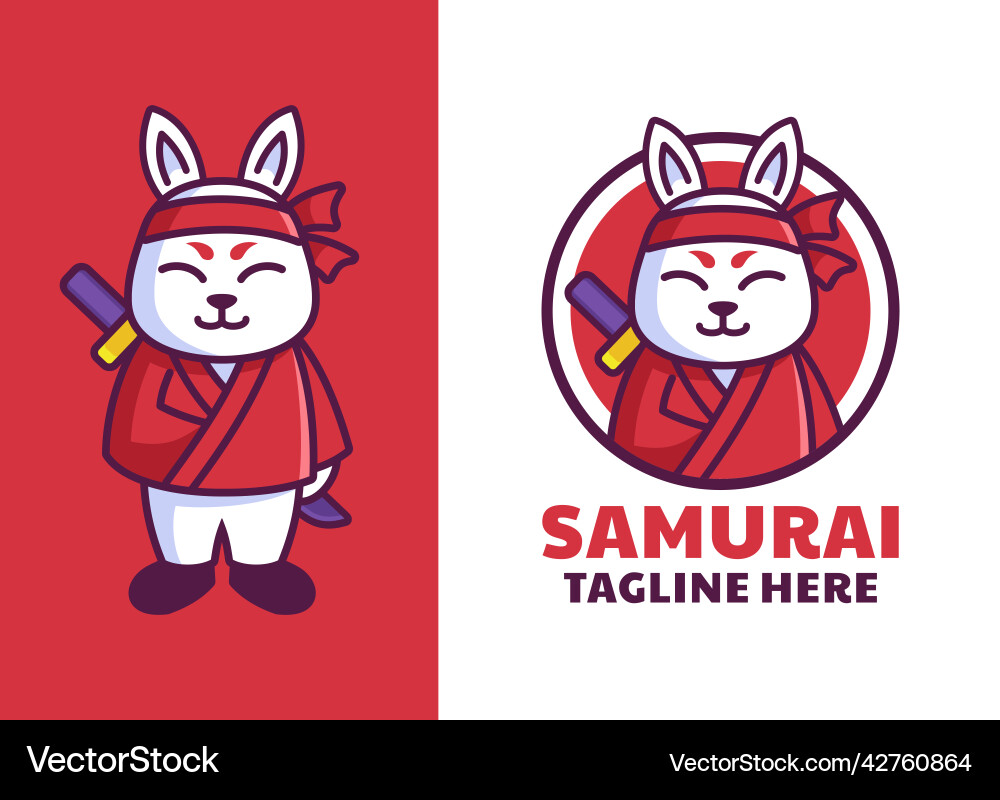 Japanese rabbit samurai mascot logo design – Royalty-Free Vector ...
