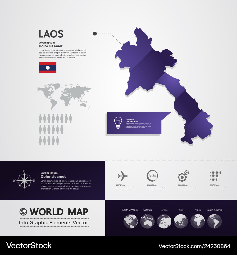 Laos map Royalty Free Vector Image - VectorStock