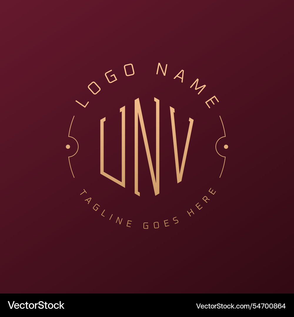 Luxury unv logo design elegant letter Royalty Free Vector