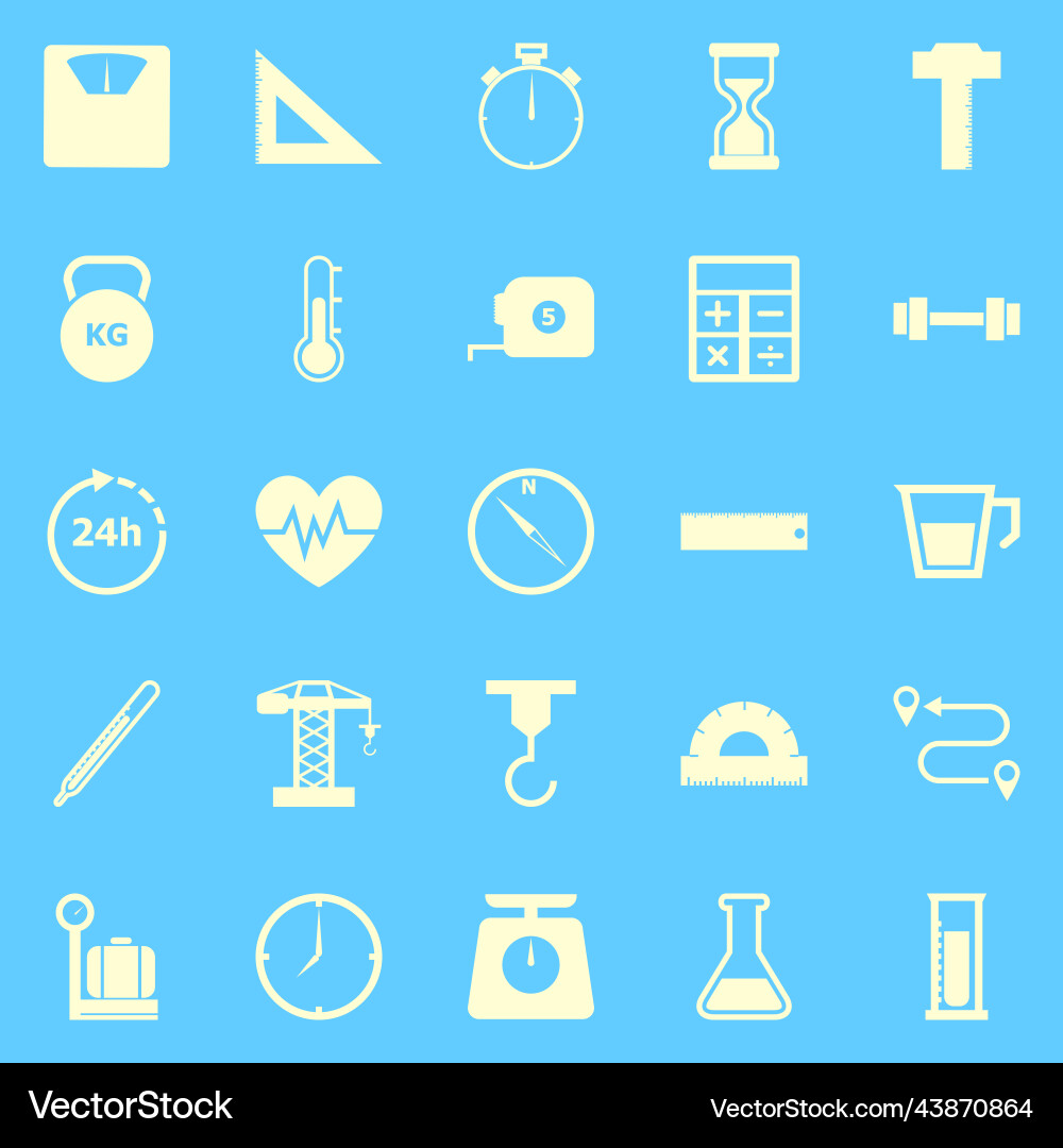 Measuring color icons on blue background Vector Image