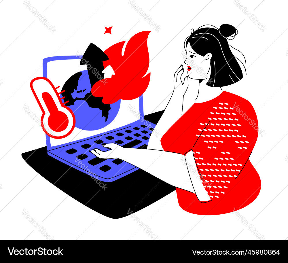 Threat of global warming - colorful flat Vector Image