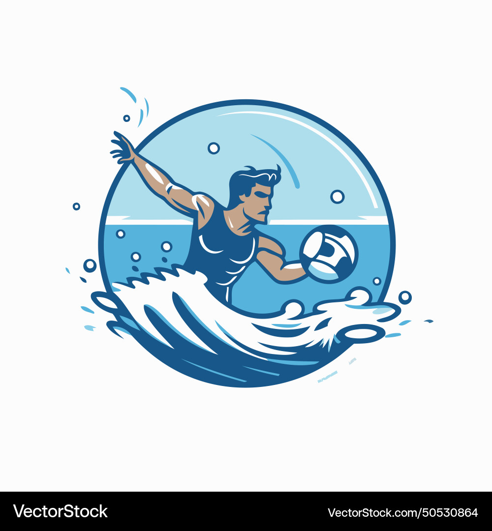 Water polo player with ball Royalty Free Vector Image
