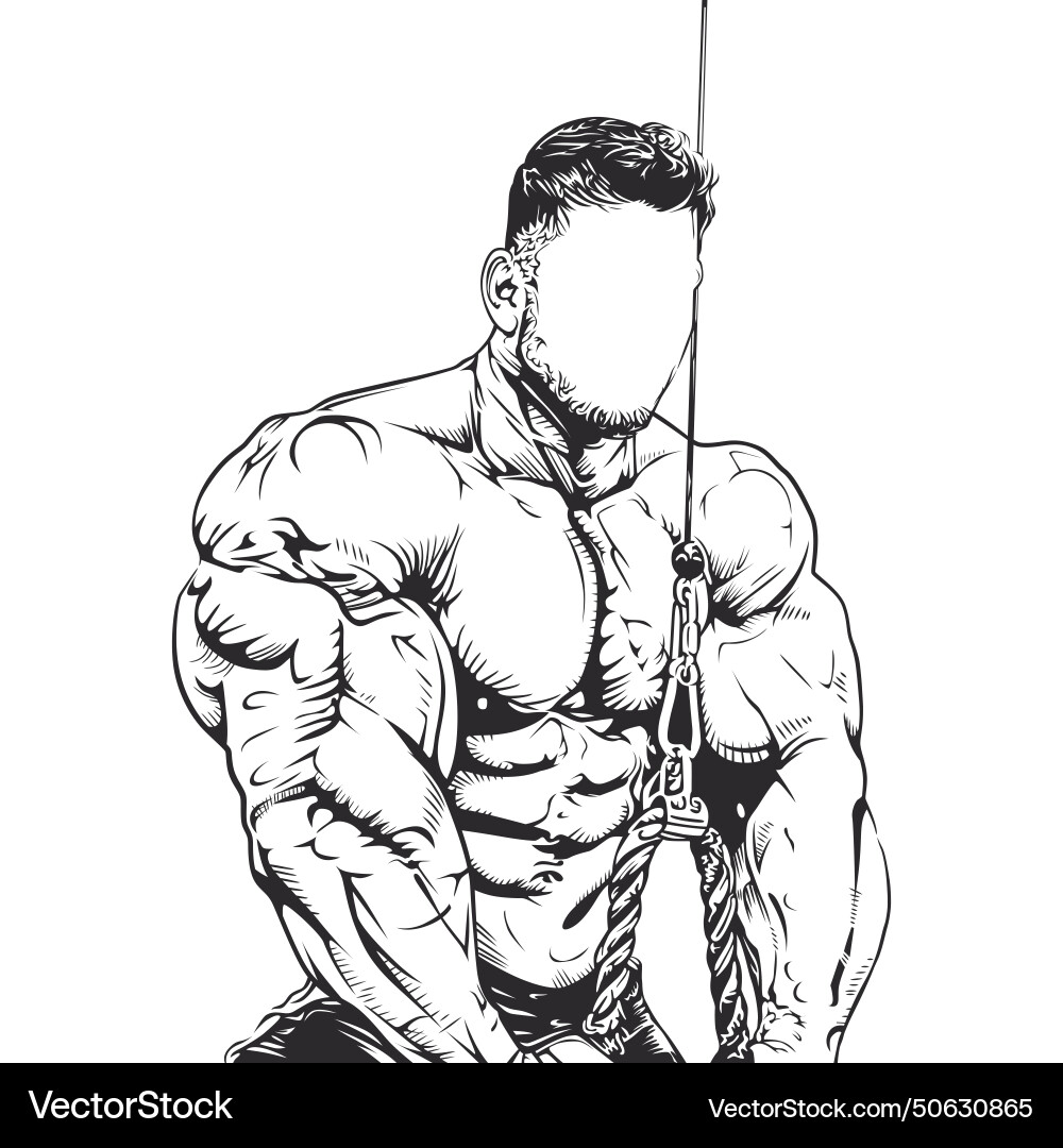 A detailed of faceless muscular person pulling Vector Image